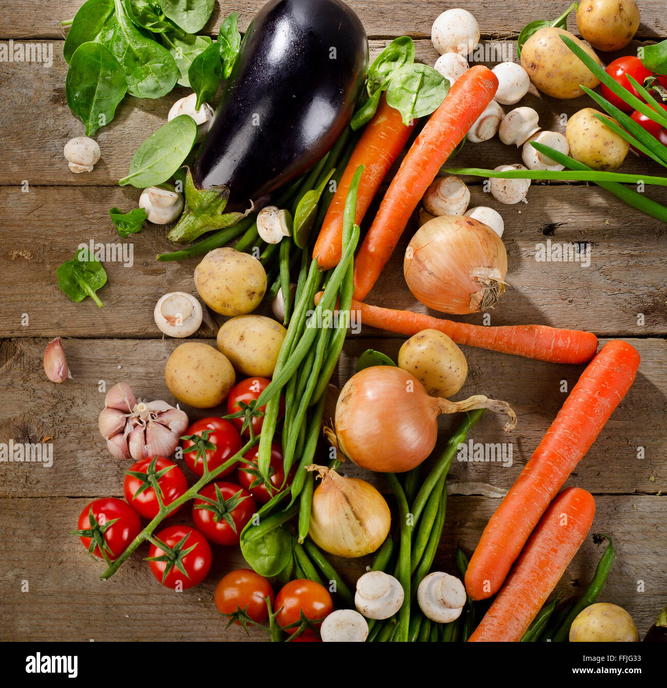 Fresh organic vegetables. Healthy eating. Top view Stock Photo - Alamy
