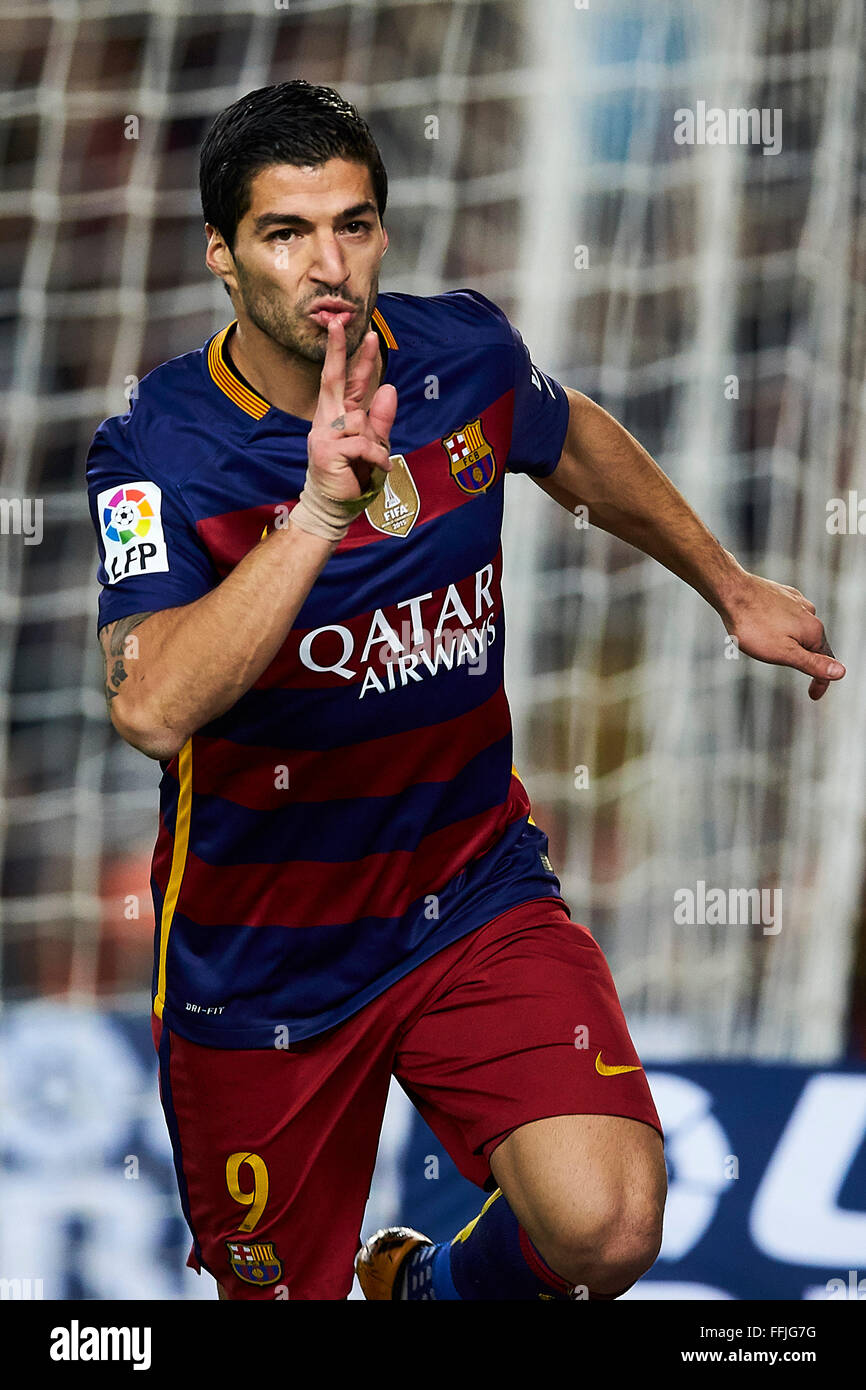 Barcelona, Spain. 14th February, 2016. Luis Suarez (FC Barcelona ...
