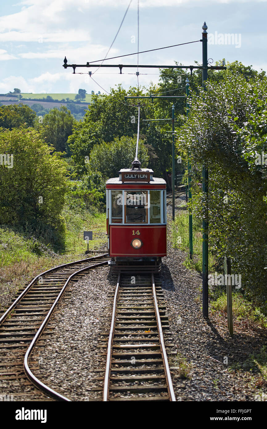 Dorset Seaton tramway narrow gauge electric tramway running in the Axe ...