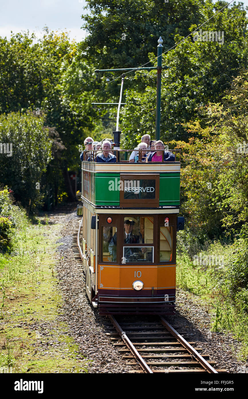 Dorset Seaton tramway narrow gauge electric tramway running in the Axe ...