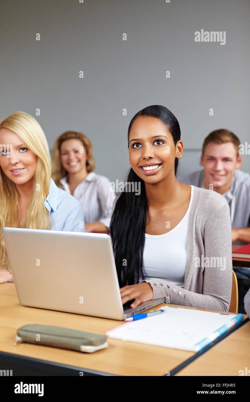 African student with computer in university class Stock Photo - Alamy