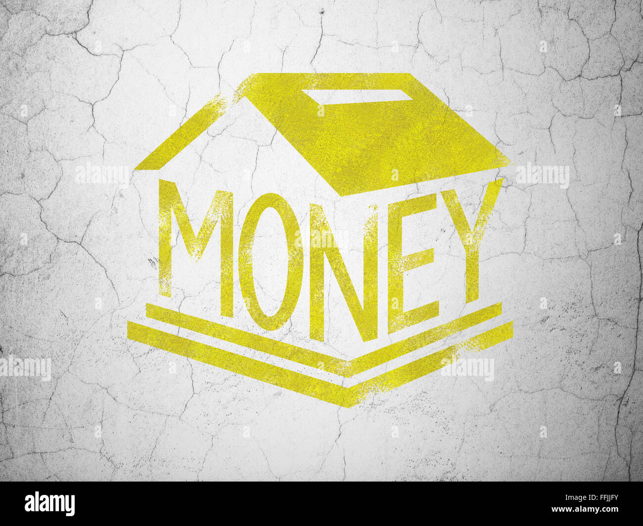 Currency concept: Money Box on wall background Stock Photo - Alamy