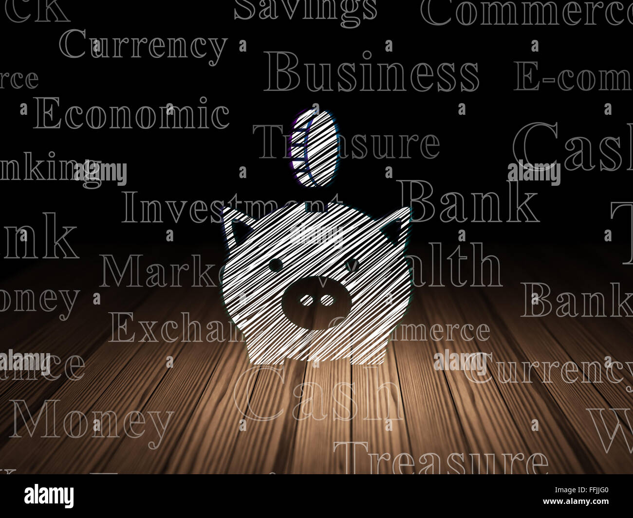 Banking concept: Money Box With Coin in grunge dark room Stock Photo ...