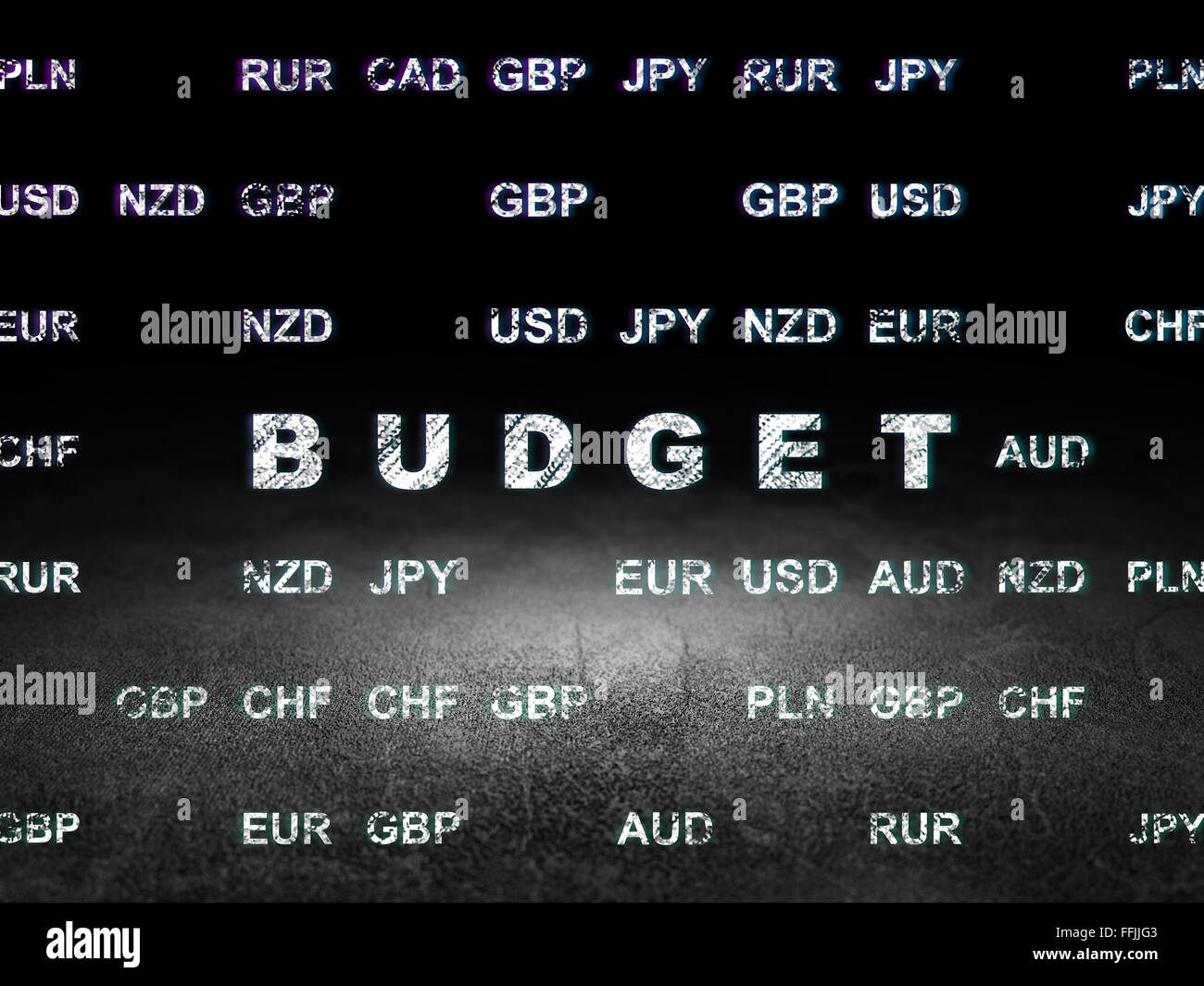 Currency concept: Budget in grunge dark room Stock Photo - Alamy