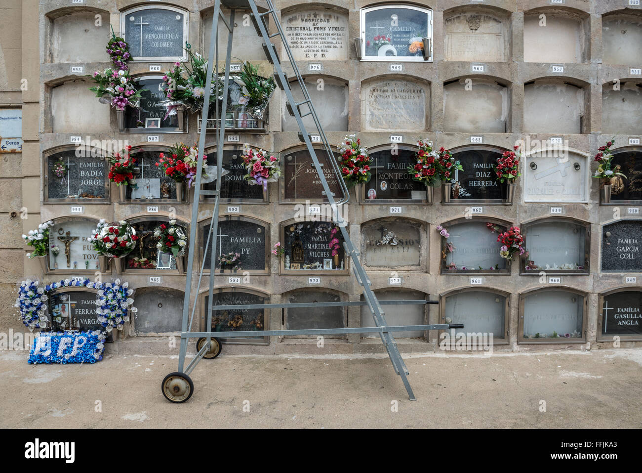 columbarium wall at Poblenou Cemetery - Cementiri de l'Est (East ...