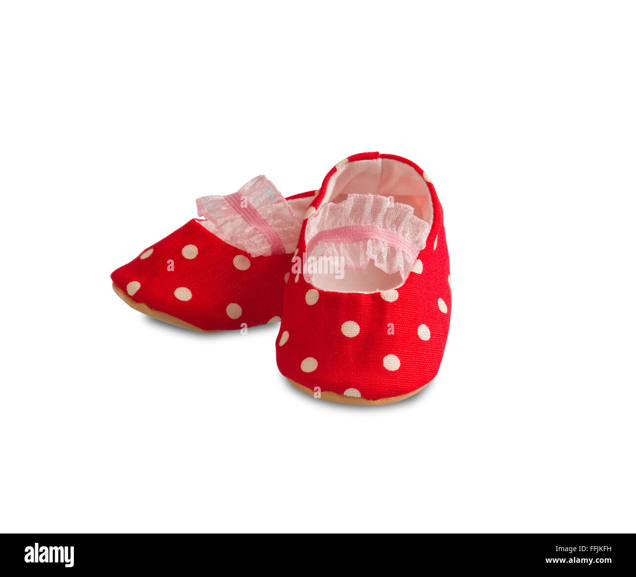 cute red baby shoes isolated on white background Stock Photo - Alamy