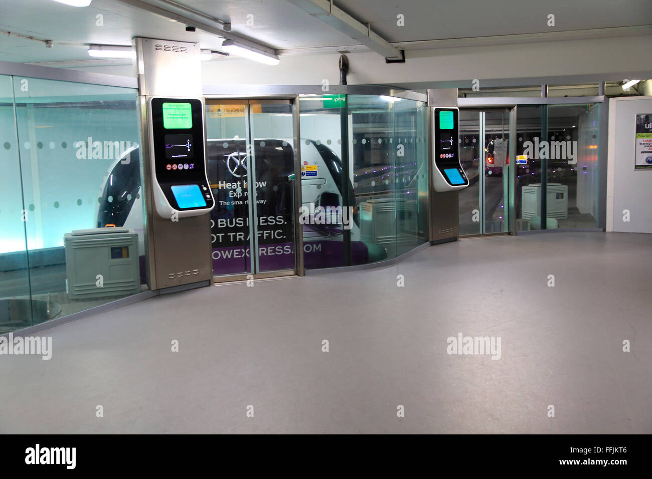 Pods robot driverless transport tram system at Terminal Five, Heathrow ...