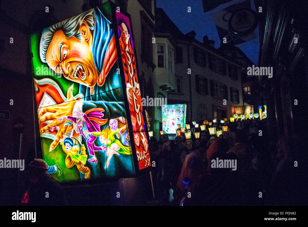 Basel, Switzerland. 15th February, 2016. Lantern at the Morgestraich ...
