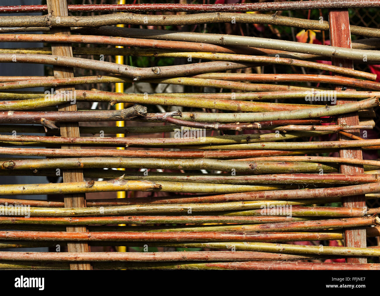 Lath fence of twigs texture Stock Photo - Alamy