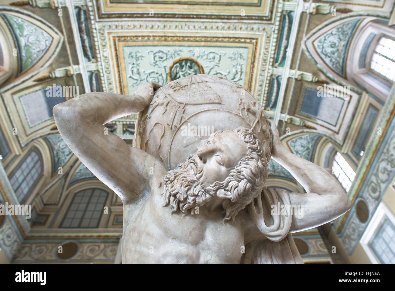 Farnese Atlas, view of the Farnese Atlas statue in the Naples National ...