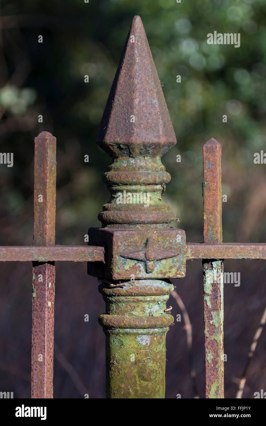 Close up of rusty iron railings in Abington Park, Northampton Stock ...
