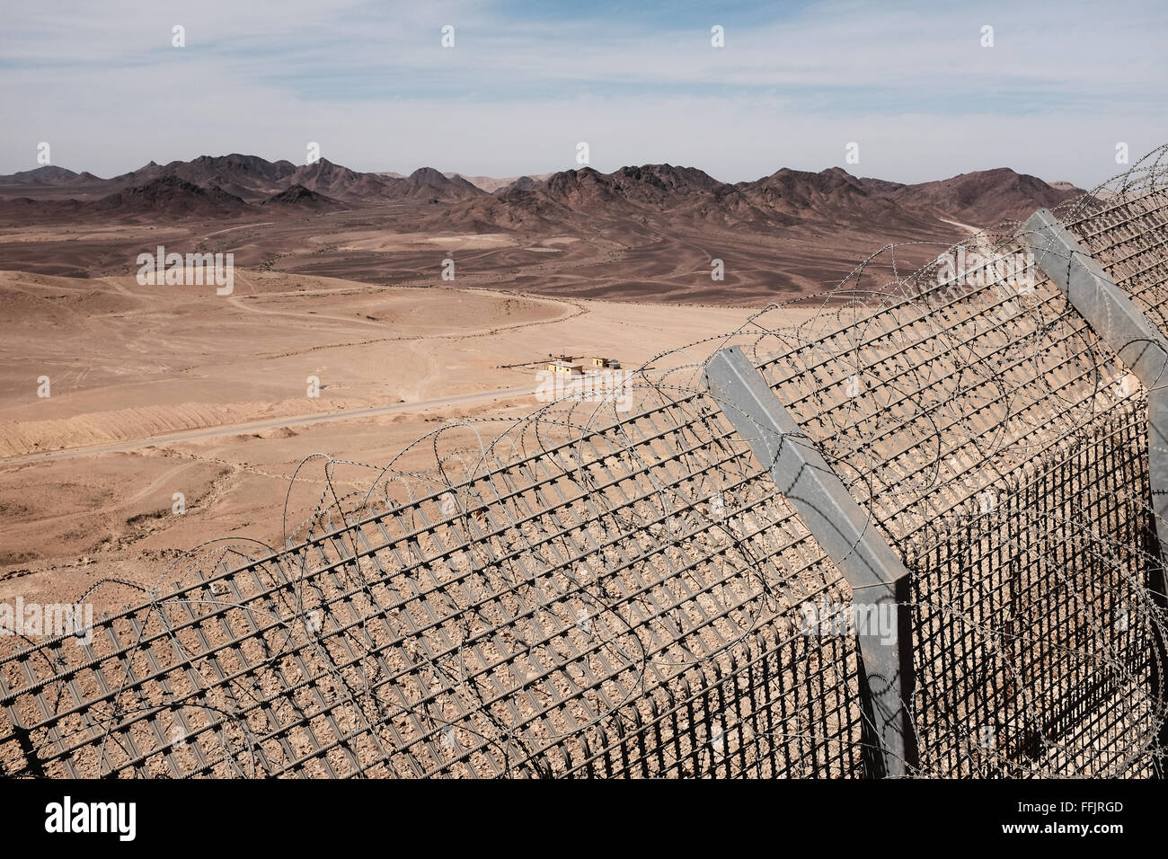 An Egyptian military outpost stands on the Egyptian side of the “Hour ...