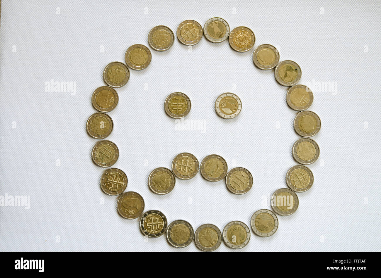 coin sad icon on white background Stock Photo - Alamy