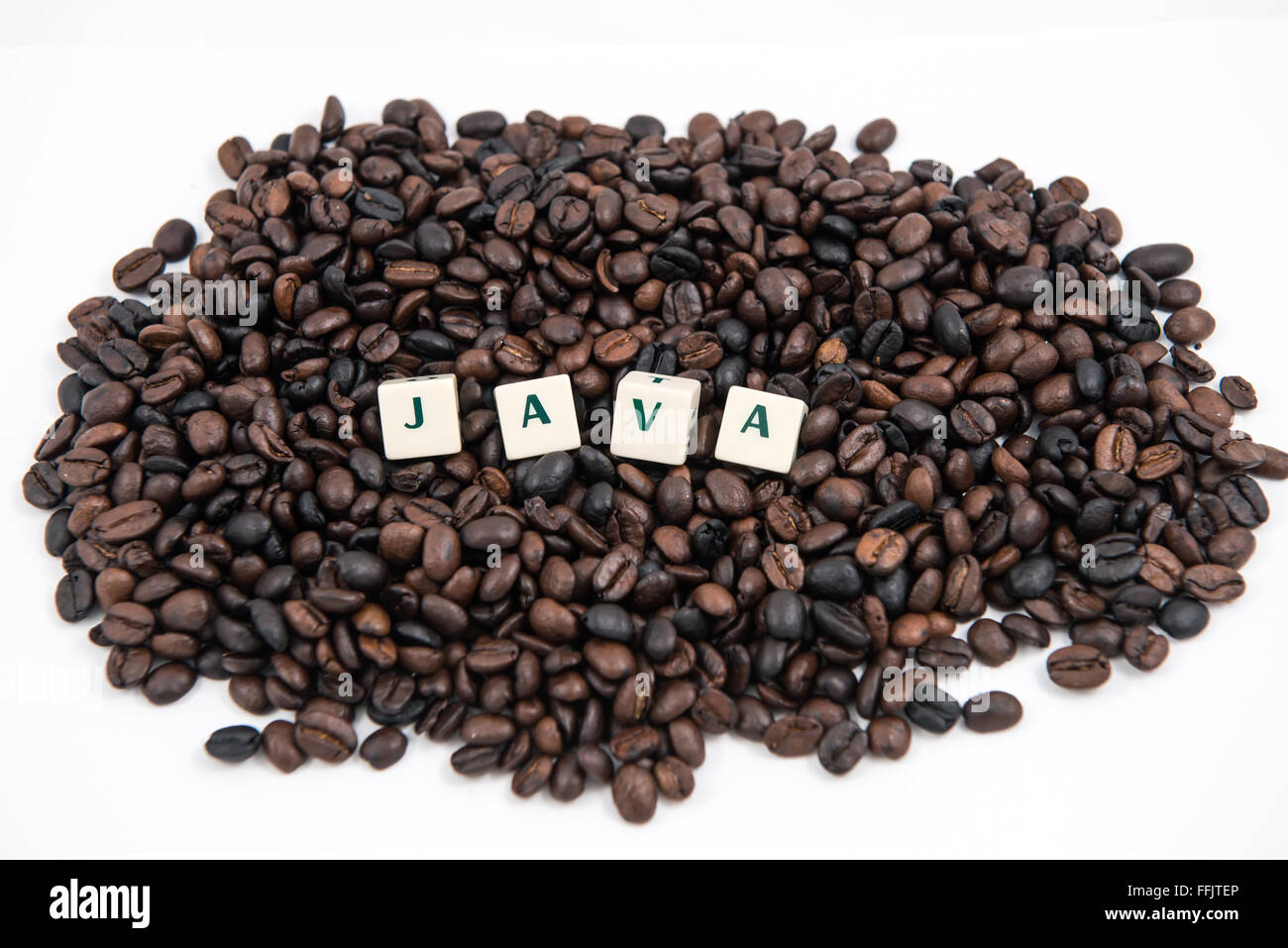 JAVA white cube text on white background AND coffee beans background ...