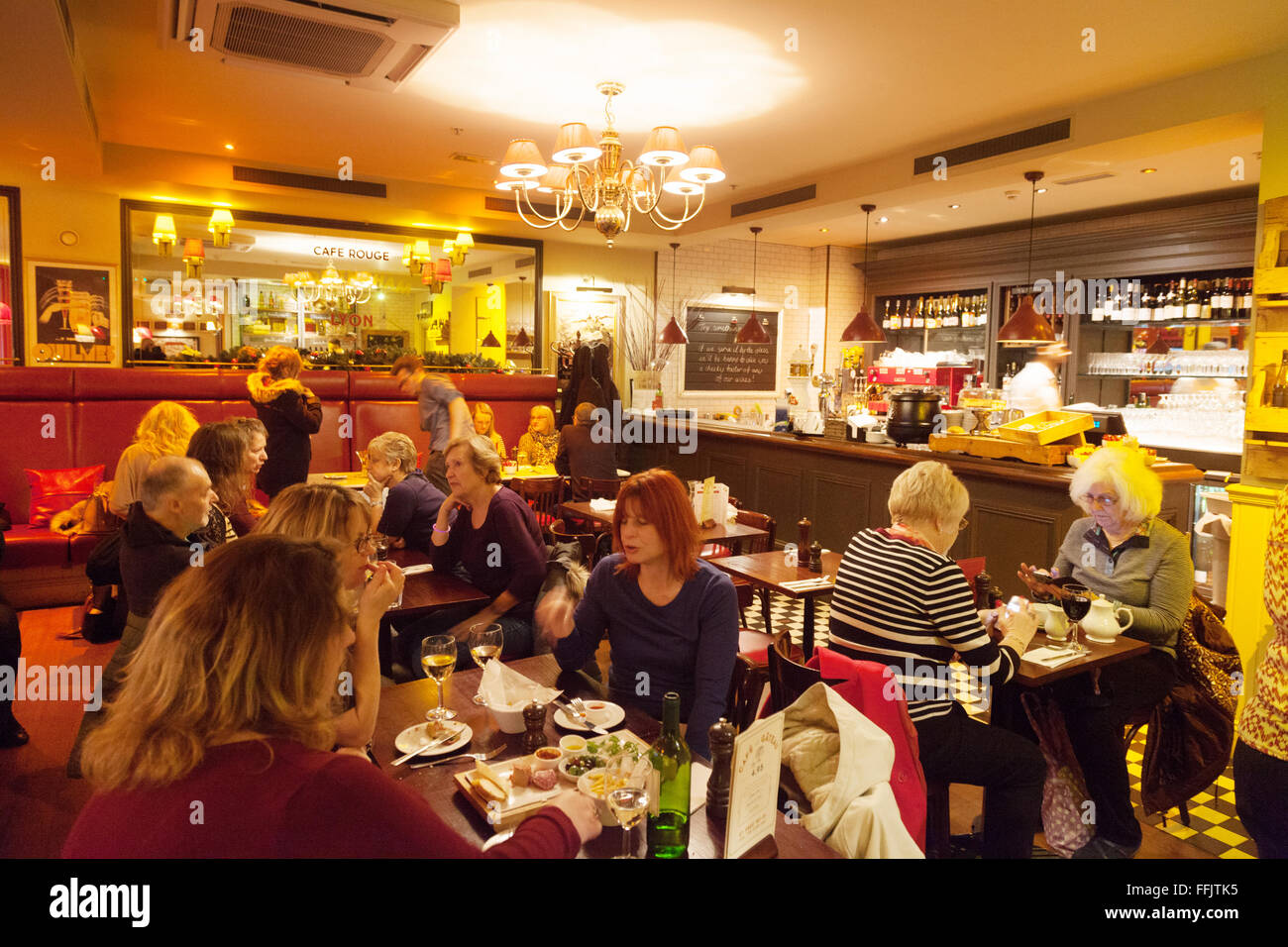 Cafe Rouge restaurant cafe interior, the Bullring, Birmingham UK Stock ...
