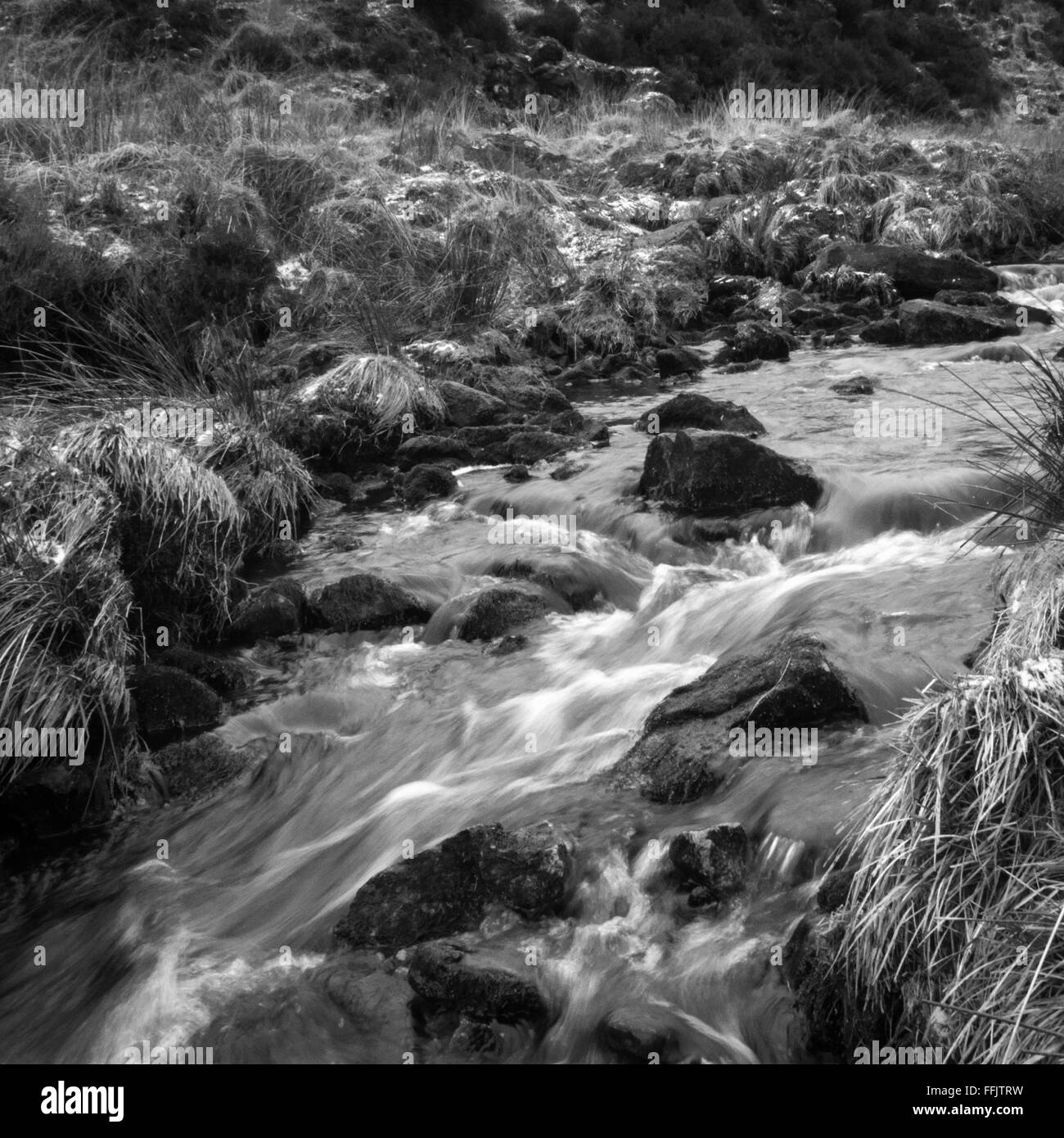 Black and white stream flow Stock Photo - Alamy