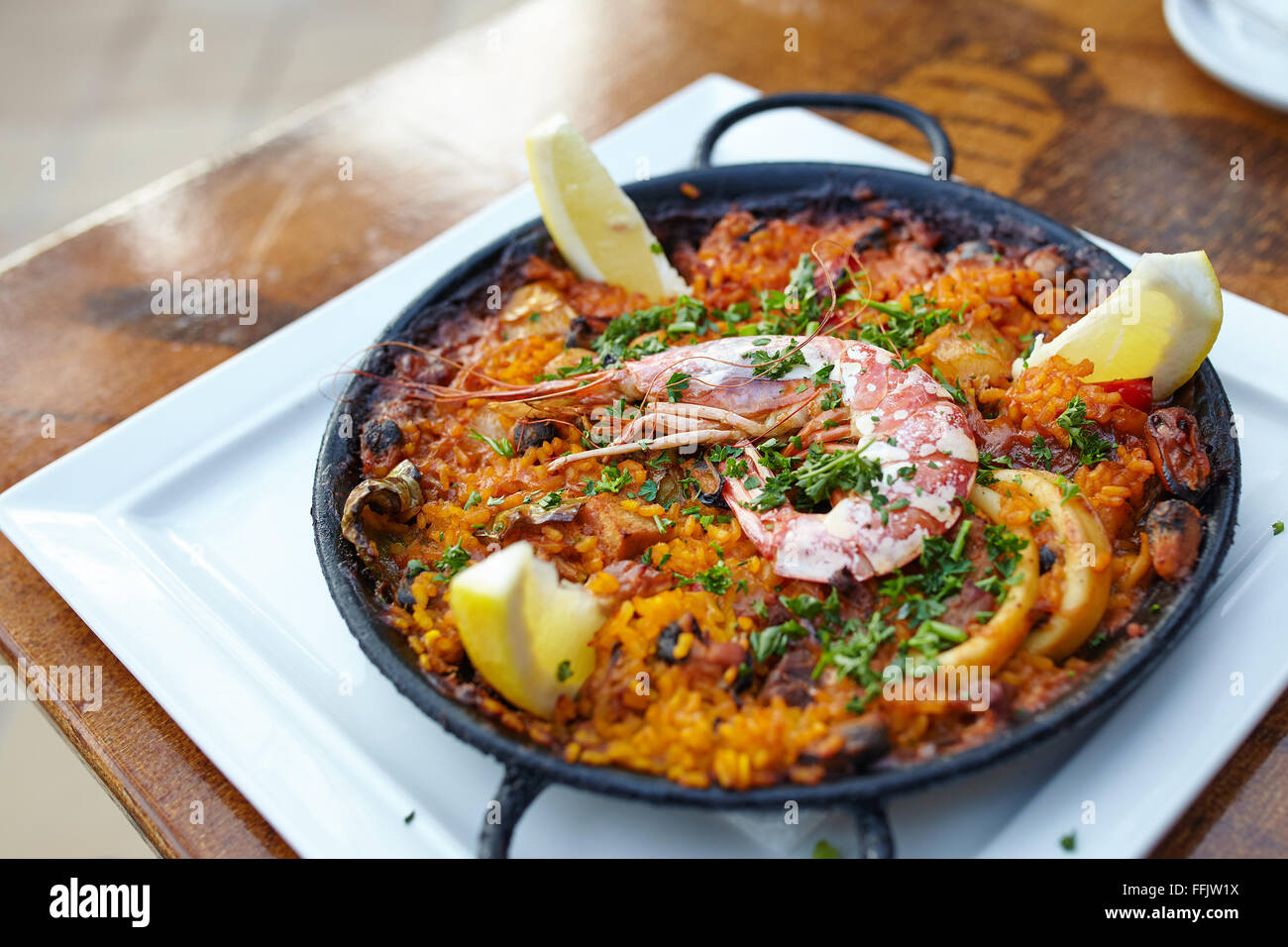 Sea Food Paella Stock Photo - Alamy
