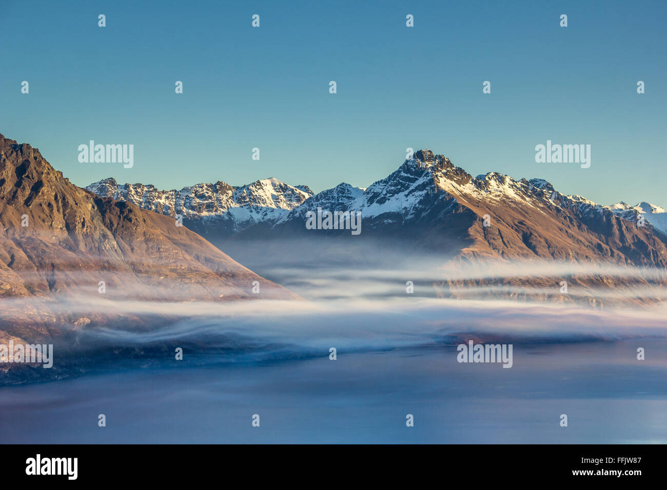 Cecil Peak a mountain range across Lake Wakatipu from Queenstown, New ...