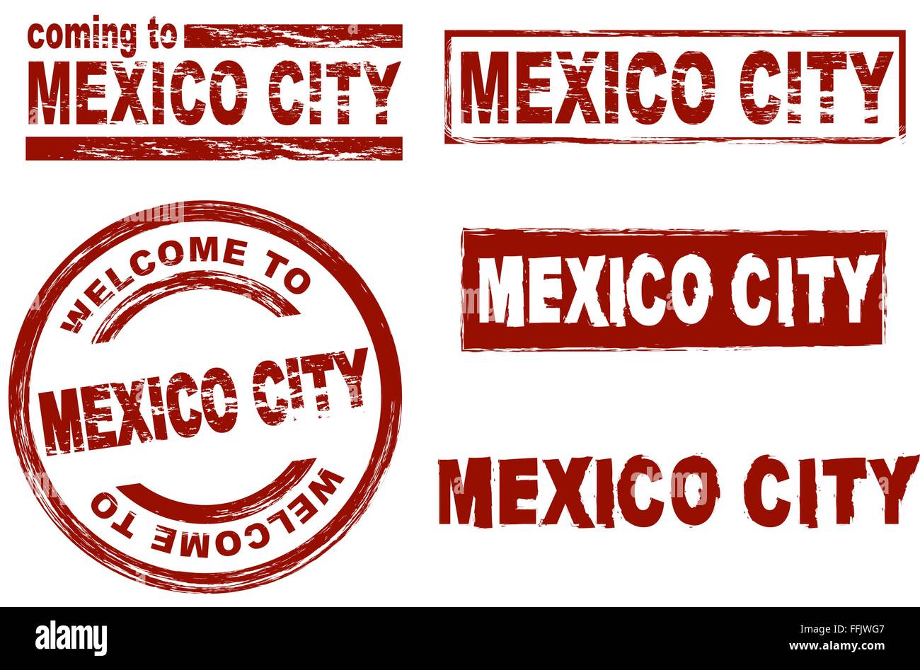 Set of stylized ink stamps showing the city of Mexico City Stock Vector ...