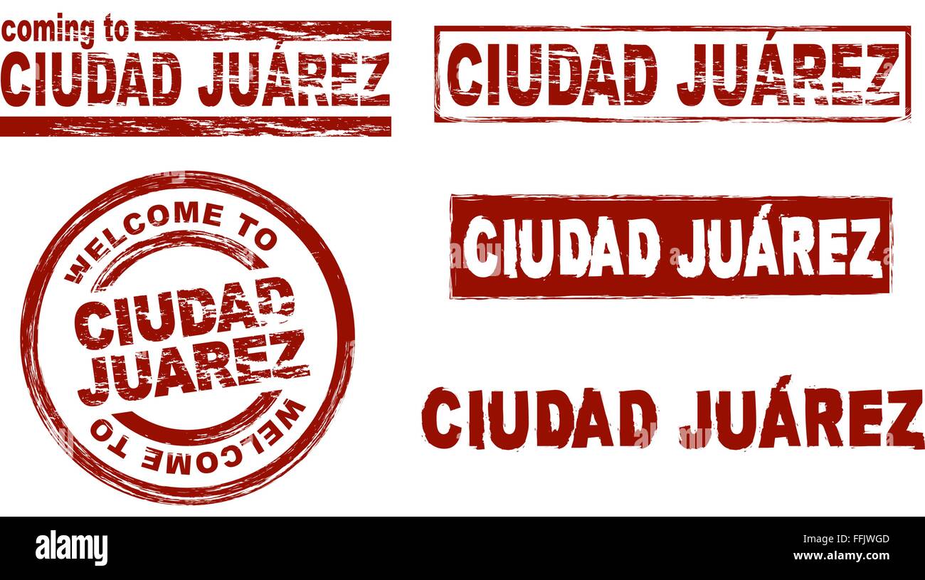 Set of stylized ink stamps showing the city of Ciudad Juarez Stock ...