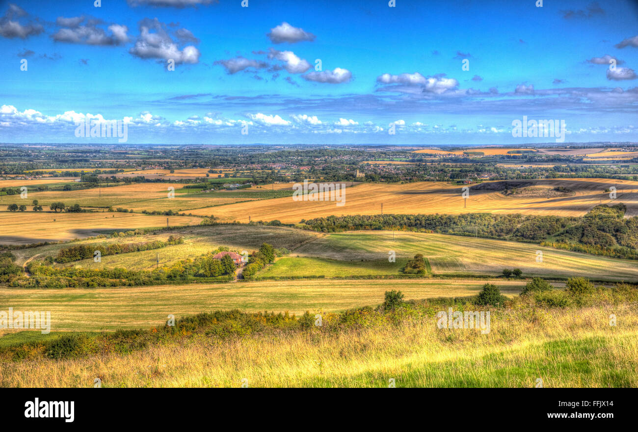English countryside view from Ivinghoe Beacon Chiltern Hills Bucks ...