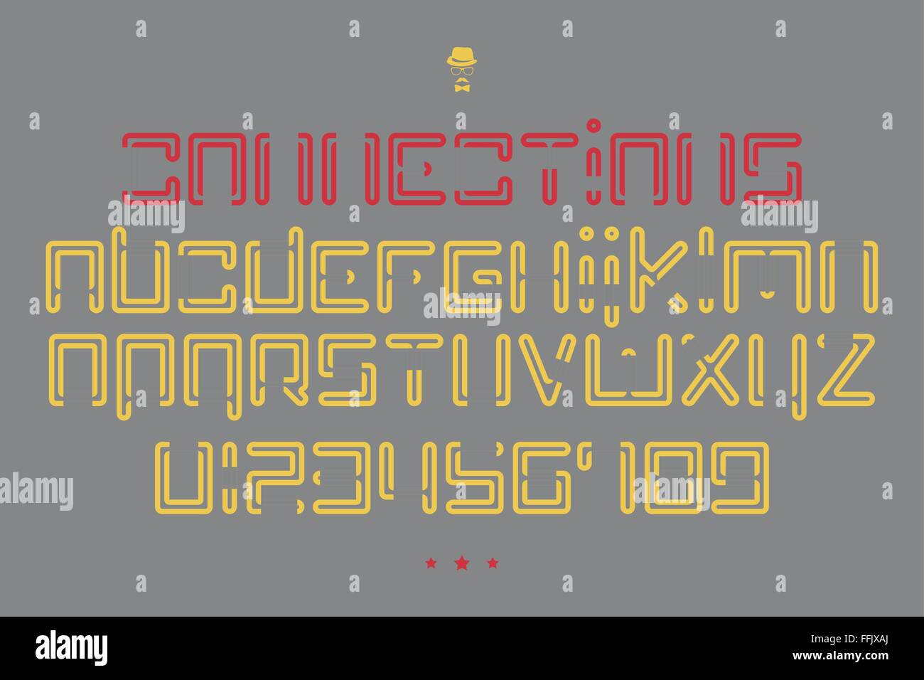set of interrupted line isolated alphabet letters and numbers. vector ...