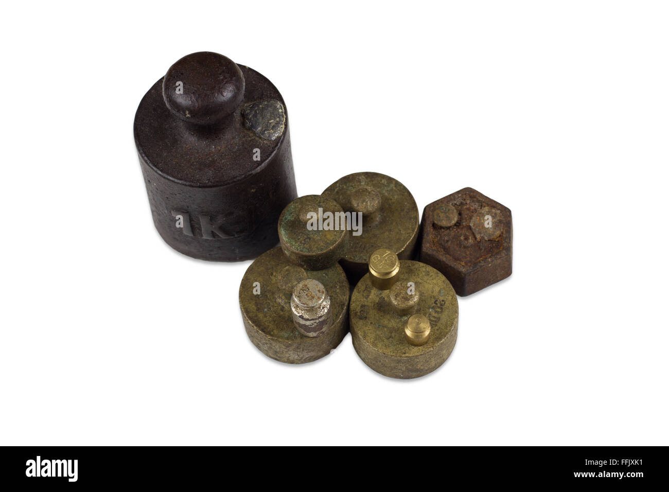 Stack of antique isolated measuring weights Stock Photo - Alamy
