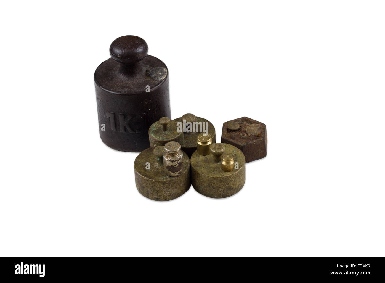 Stack of antique isolated measuring weights Stock Photo - Alamy
