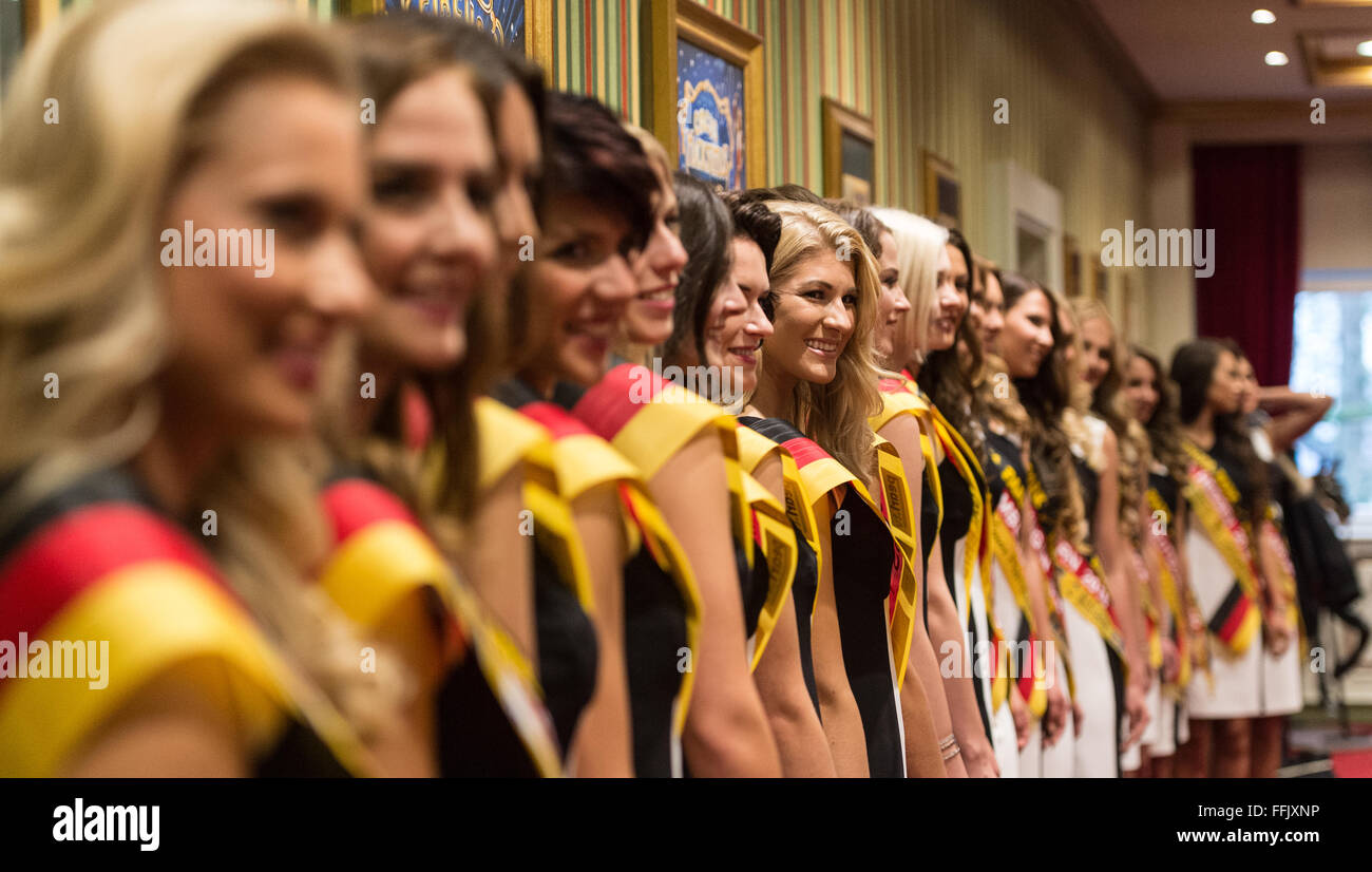 Rust, Germany. 15th Feb, 2016. The contestants for the 'Miss Germany ...