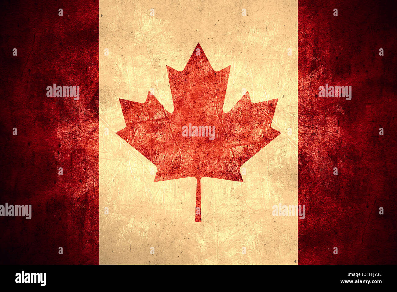 flag of Canada or Canadian on rough pattern texture background Stock ...