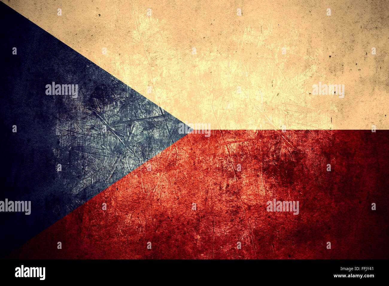 flag of Czech or Czech banner on rough pattern texture vintage ...