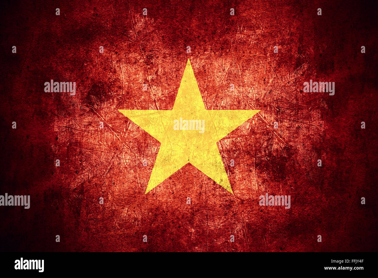 flag of Vietnam or Vietnamese banner on rough pattern texture vintage ...