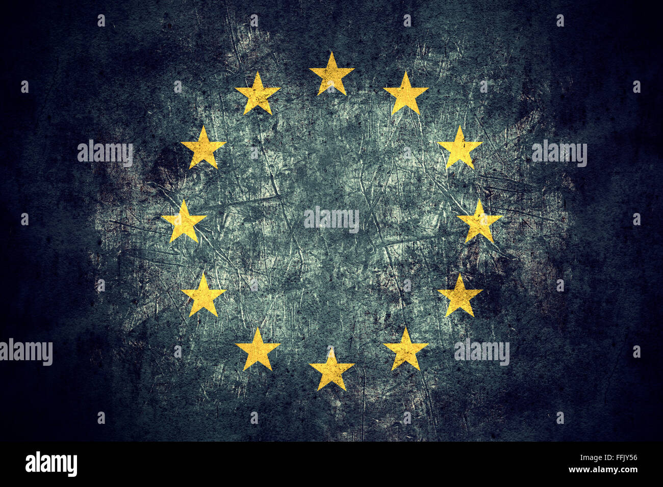 flag of European Union or Europe banner on rough pattern texture ...