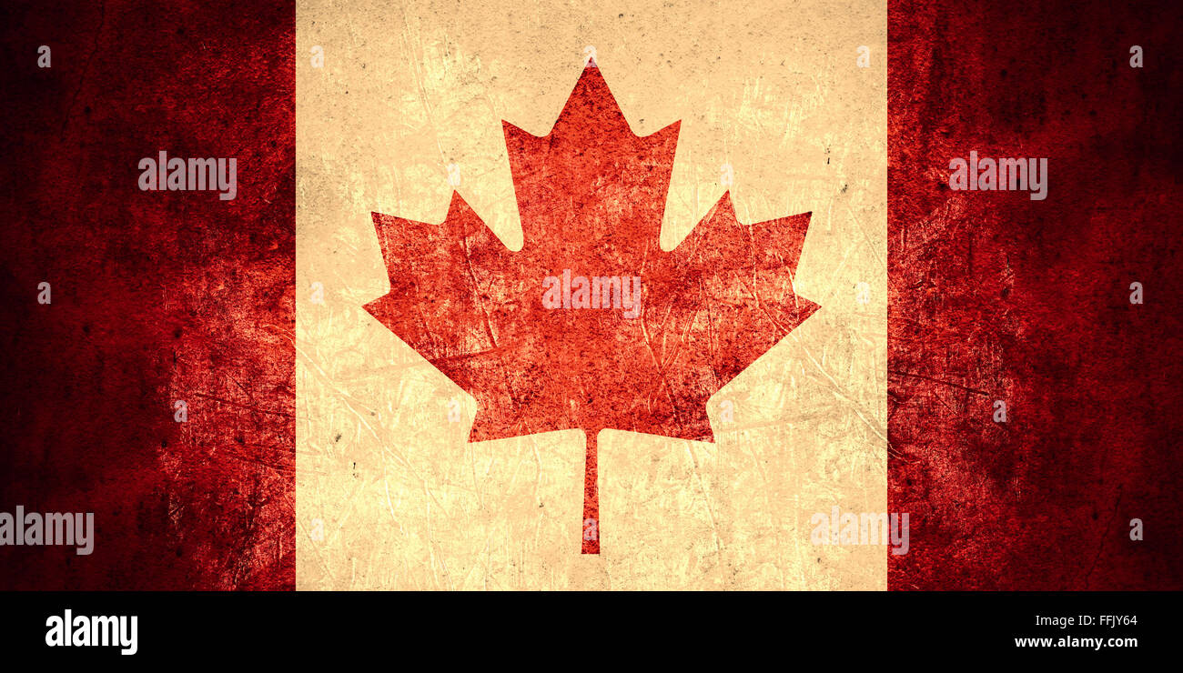 flag of Canada or Canadian banner on rough pattern texture vintage ...