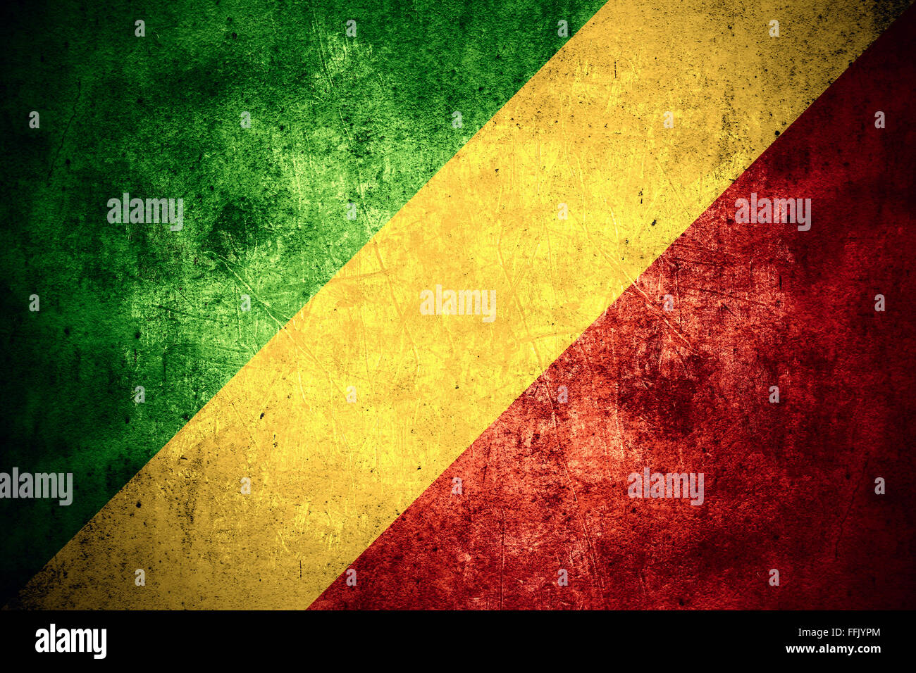 flag of Congo or Congolese banner on rough pattern texture vintage ...