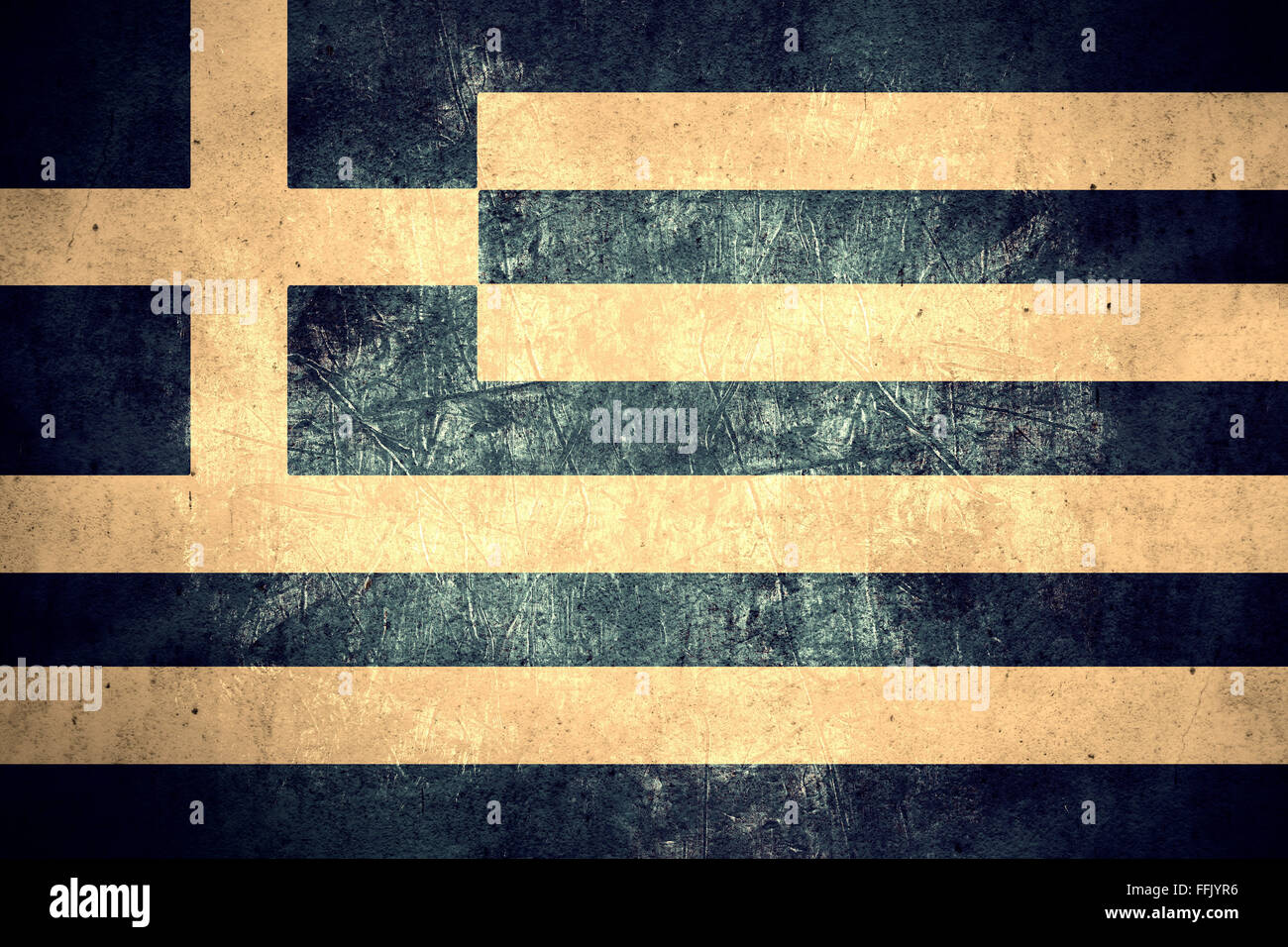flag of Greece or Greek banner on rough pattern texture vintage ...