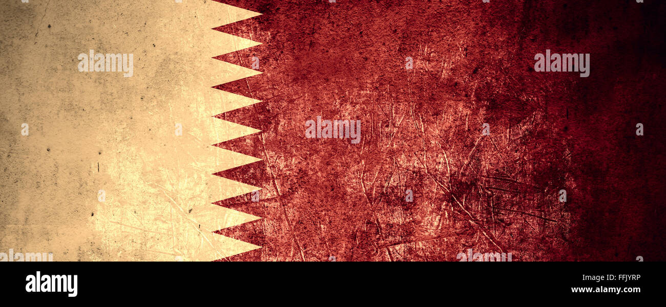 flag of Qatar or Qatari banner on rough pattern texture vintage ...