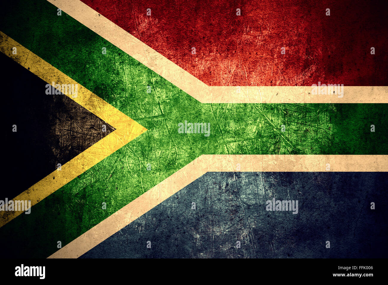 flag of South Africa or South African banner on rough pattern texture ...