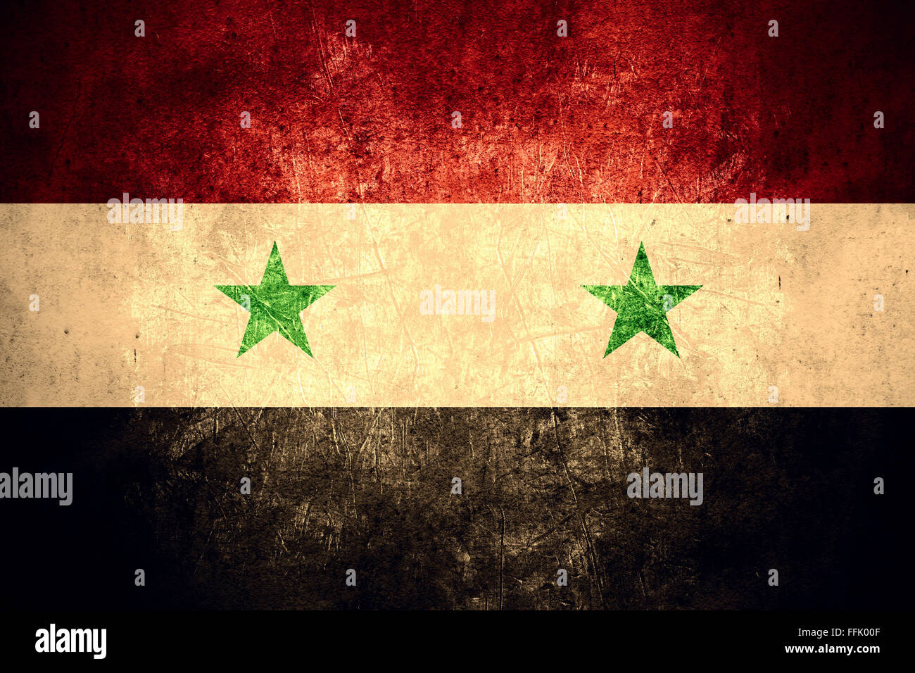 flag of Syria or Syrian banner on rough pattern texture vintage ...