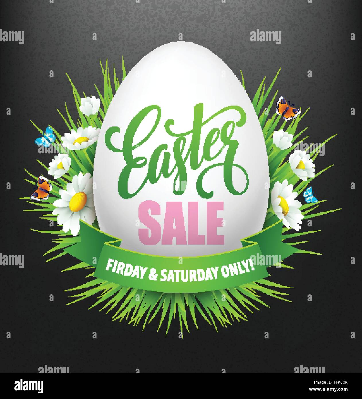 Easter sale background with eggs and spring flower. Vector illustration ...