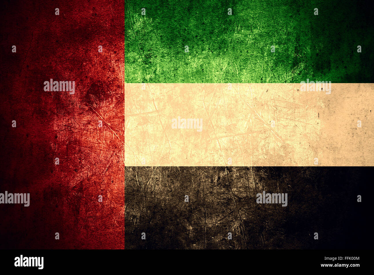 flag of United Arab Emirates or United Arabian Emirates banner on rough ...