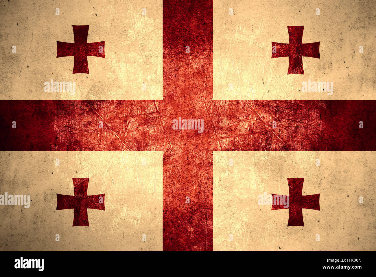 flag of Georgia or Georgian banner on rough pattern texture vintage ...