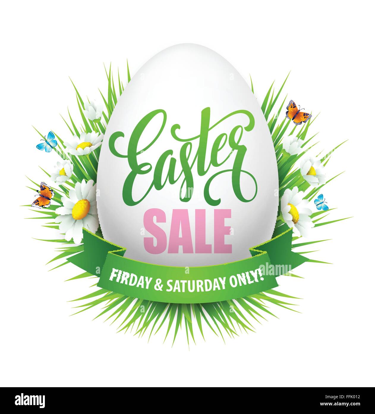 Easter sale background with eggs and spring flower. Vector illustration ...