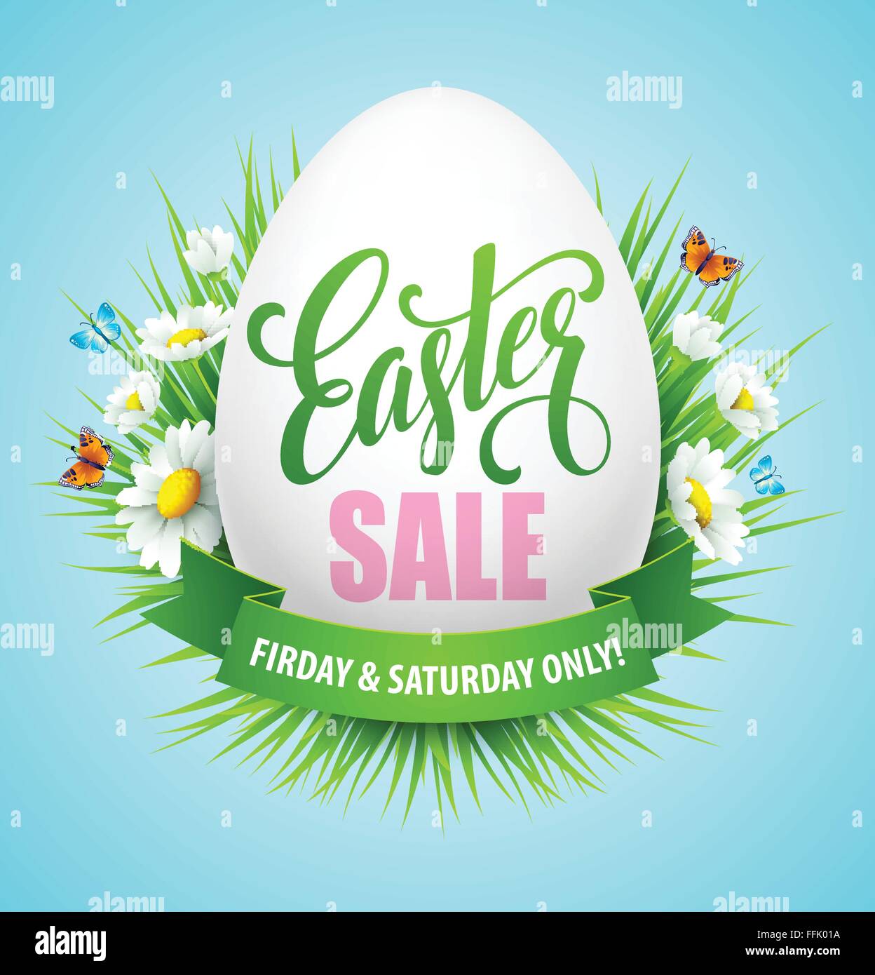 Easter sale background with eggs and spring flower. Vector illustration ...