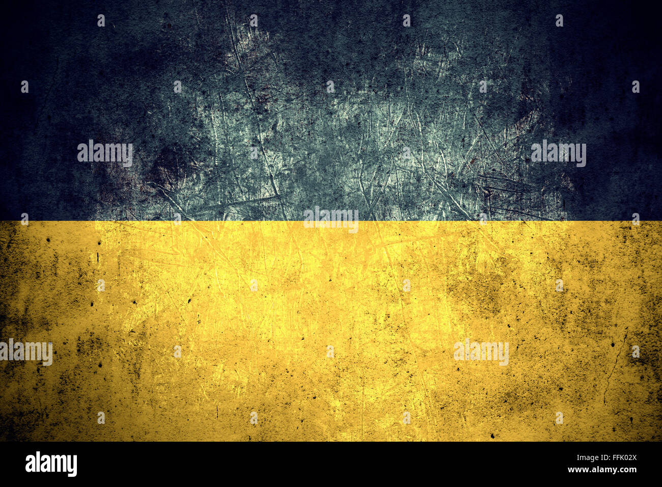 flag of Ukraine or Ukrainian banner on rough pattern texture vintage ...