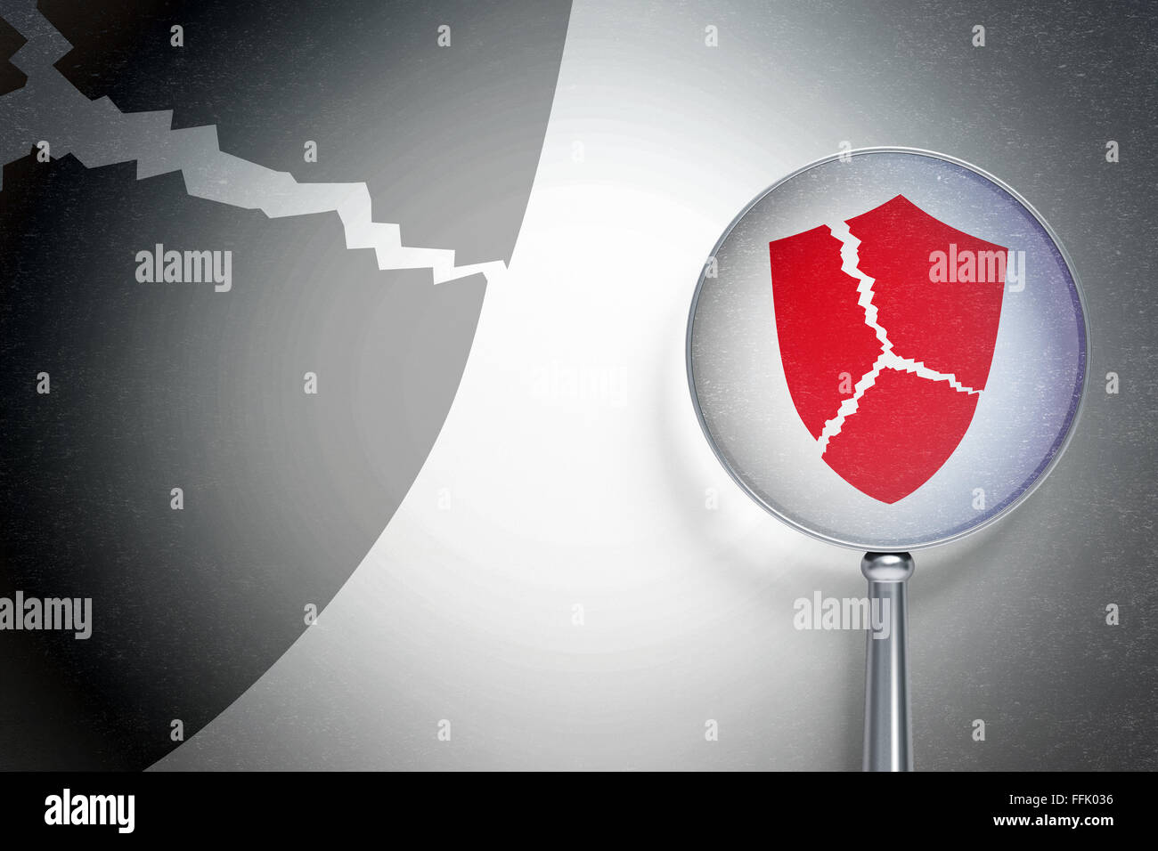 Protection concept: Broken Shield with optical glass on digital ...