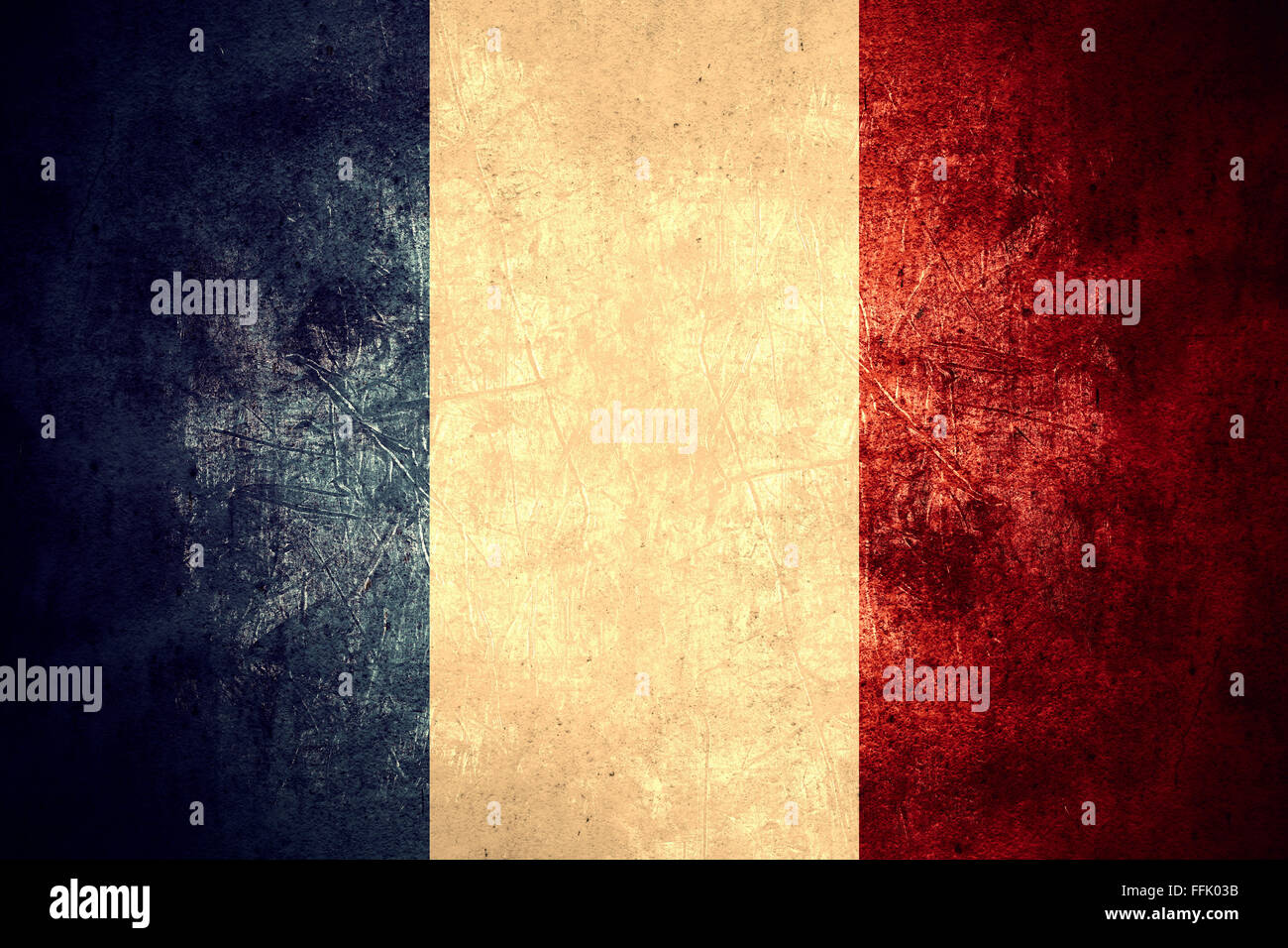 flag of France or French banner on rough pattern texture vintage ...
