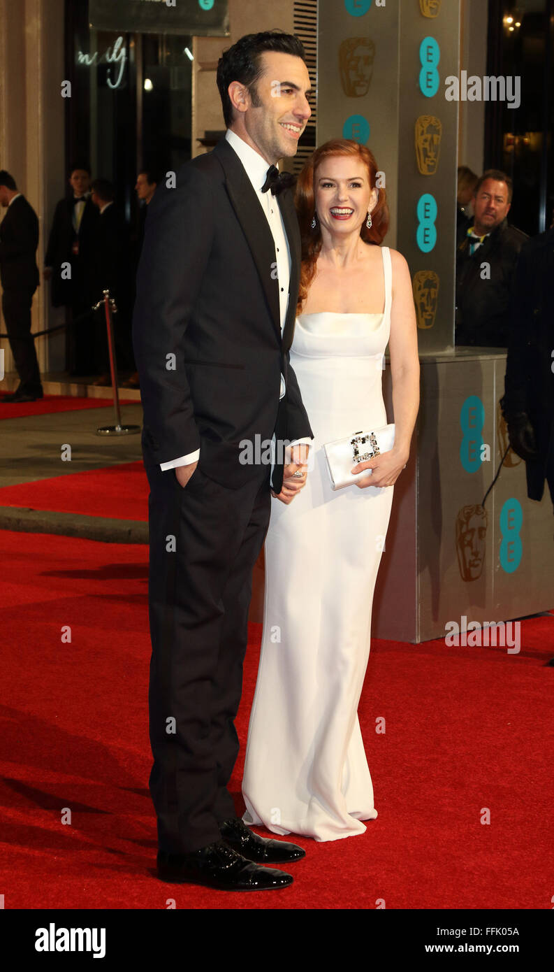 London.UK. Sacha Baron Cohen and Isla Fisher at the EE British Academy ...