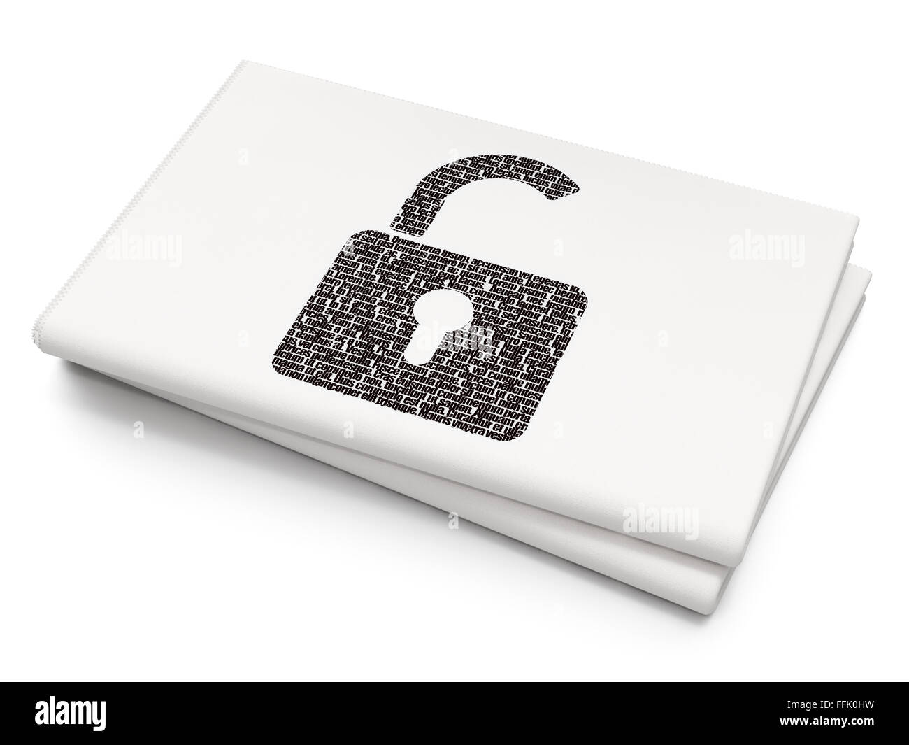 Privacy concept: Opened Padlock on Blank Newspaper background Stock Photo - Alamy