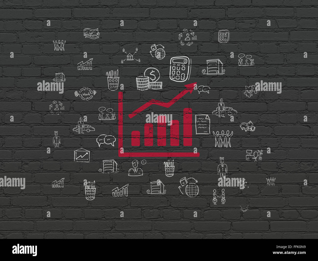 Business concept: Growth Graph on wall background Stock Photo - Alamy